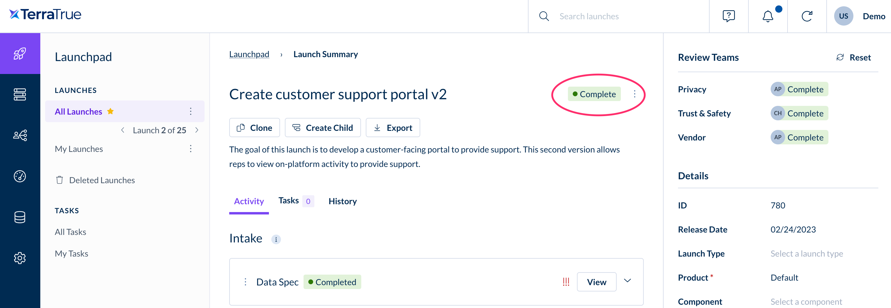 Launch Status – TerraTrue